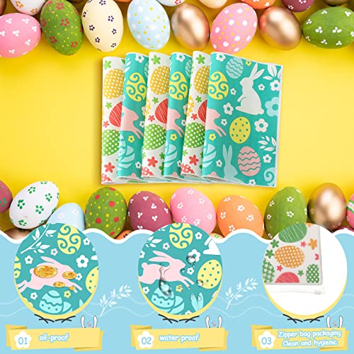 150 Pcs Easter Wax Paper for Food ,wrap Paper Sheets Sandwich Candy Cookies Wraps for Easter with Eggs Rabbit Flowers Pattern Waterproof Liner for Kitchen Handmade Food Easter Party Supplies