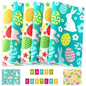 150 pcs easter wax paper for food ,wrap paper sheets sandwich candy cookies wraps for easter with eggs rabbit flowers pattern waterproof liner for kitchen handmade food easter party supplies