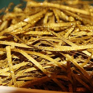 glitter crinkle paper shred filler filling for package, gold glitter raffia paper shredded paper filling gift basket grass,gold crinkle cut paper wrapping paper for gift wrapping filling supplies