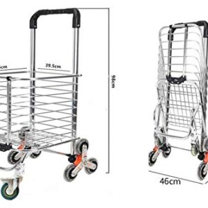 Foldable Jumbo Shopping Cart for Groceries Portable|Grocery Cart with Wheels Folding Lightweight Stair Climbing Cart with Rolling Swivel Wheels and Removable Canvas Removable Bag for Mom,Dad,Grandma