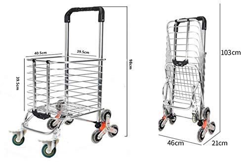 Foldable Jumbo Shopping Cart for Groceries Portable|Grocery Cart with Wheels Folding Lightweight Stair Climbing Cart with Rolling Swivel Wheels and Removable Canvas Removable Bag for Mom,Dad,Grandma