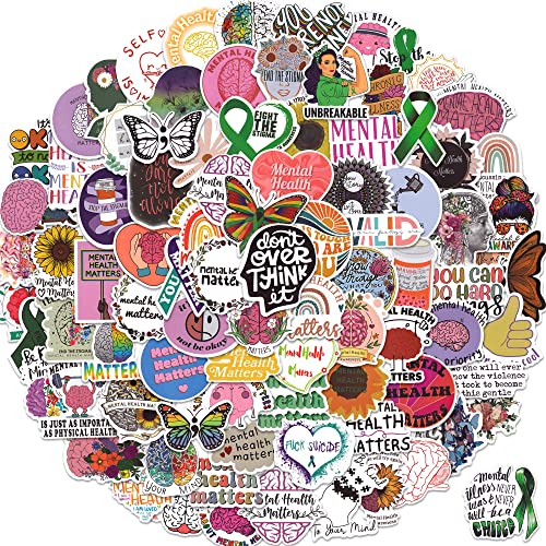 100 PCS Mental Health Stickers, Mental Health Awareness, Mental Health Gifts, Stickers for Luggage Water Bottle Laptop Skateboard Therapist Gifts