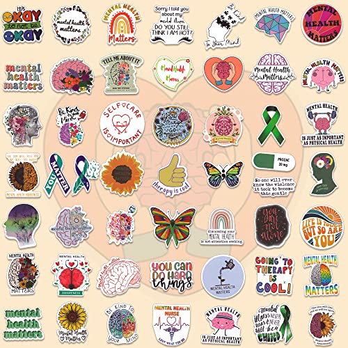 100 PCS Mental Health Stickers, Mental Health Awareness, Mental Health Gifts, Stickers for Luggage Water Bottle Laptop Skateboard Therapist Gifts