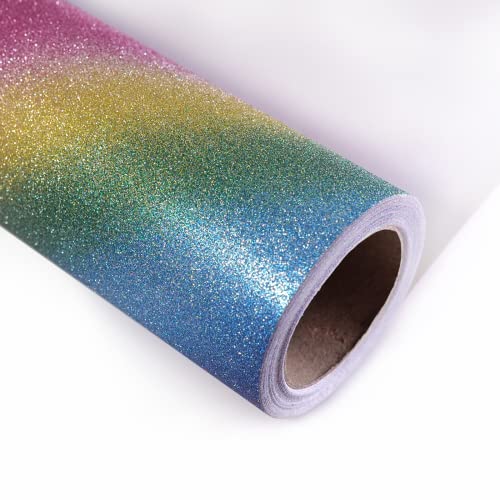 Blavermant Wrapping Paper Rainbow Glitter Mini Roll - 17" x 33 ft - Gift Wrapping Paper Roll Perfect for Wedding, Birthday, Christmas, Baby Shower