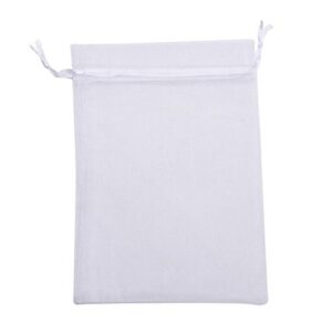 kupoo pack of 50pcs 8×12 inch organza drawstring gift bag pouch wrap for party/game/wedding (white)