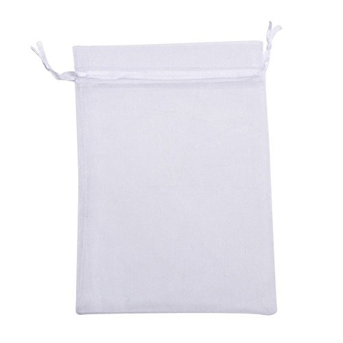 KUPOO Pack of 50PCS 8x12 Inch Organza Drawstring Gift Bag Pouch Wrap for Party/Game/Wedding (White)