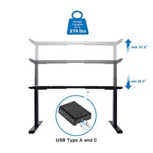 Fromann Electric 3 Tier Legs Dual Motor Desk Base Handset with USB A and C Ports - Sit Stand up Standing Height Adjustable Desk Frame for Home and Office AKB01