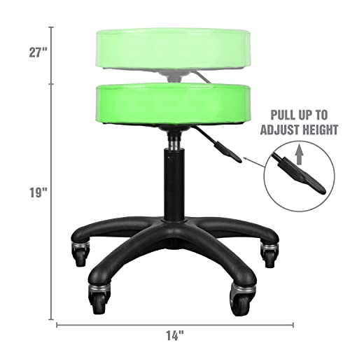 OEMTOOLS 24956 Heavy Duty Pneumatic Rolling Stool, Garage Stool with Wheels, Shop Stool on Wheels, Adjustable Height Stool, Rolling Work Seat, Mechanic Roller Seat