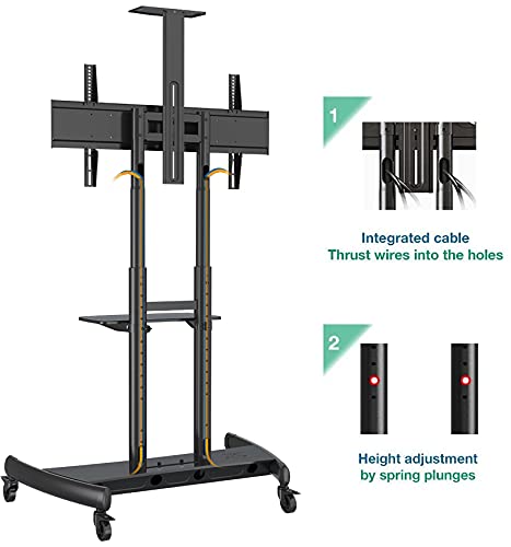 NB North Bayou Mobile TV Cart TV Stand with Wheels for 55" - 80" Inch LCD LED OLED Plasma Flat Panel Screens up to 200lbs AVA1800-70-1P (Black)