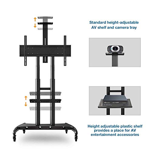 NB North Bayou Mobile TV Cart TV Stand with Wheels for 55" - 80" Inch LCD LED OLED Plasma Flat Panel Screens up to 200lbs AVA1800-70-1P (Black)