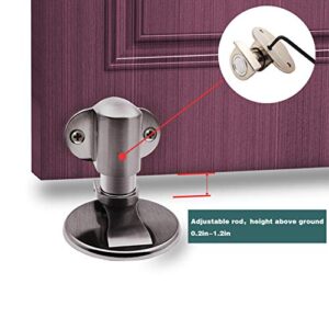 GDFOX Stainless Steel Magnetic Door Stop Catch Holder, Height-Adjustable Metal Magnetic Door Stop, with Dual Adhesives and Conceal Screw Mount, No Drill (Silver)-1PACK