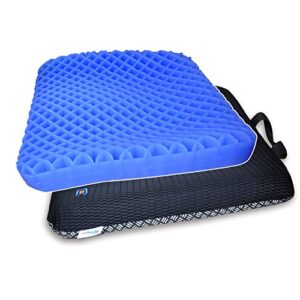 bingyee gel seat cushion 1.8 inch thick double gel orthopedic seat cushion pad for pressure relief gel sits perfect for office chair, car, home, wheelchair sweatless chair pads