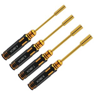 VQRTKS 4pcs RC Hex Driver Wrench 4.0mm 5.5mm 7.0mm 8.0mm Hexagonal Head Nut Drivers Repair Tool Set for RC Car Helicopter FPV Drone Titanium Nitride TiNi