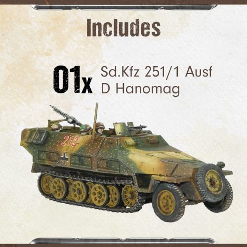 Wargames Delivered Bolt Action Tank War Sd.Kfz 251/1 Ausf D Hanomag, World War 2 Miniatures Game, 28mm Army Tank Model for Miniature Wargaming by Warlord Games