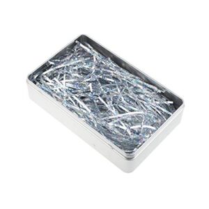 100 Grams Shiny Iridescent Film PP Hamper Shreds & Strands Shredded Crinkle Confetti for DIY Gift Wrapping & Basket Filling (Silver)