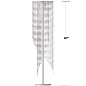 Surpars House Crystal Floor Lamp, Elegant Rain Lamp, Modern Lava Lamp for Living Room, Bedroom, Girls Room, Silver Chrome