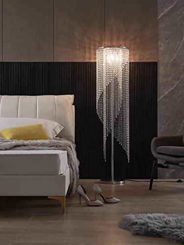 Surpars House Crystal Floor Lamp, Elegant Rain Lamp, Modern Lava Lamp for Living Room, Bedroom, Girls Room, Silver Chrome