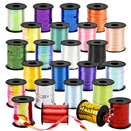 WELTOKE Curling Ribbon 24 Pack 1188 Ft Sparkly Balloon Gift Wrapping Ribbon - 12 Roll 66 Ft Each 12 Roll 33 Ft Each - for Wrapping, Crafting, Wedding, Party, Festival, Florist Flower