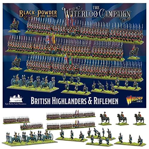 Wargames Delivered Black Powder War - Epic Battles: British Highlanders & Riflemen Set, Revolutionary War Tabletop Toy Soldiers for Miniature Wargaming by Warlord Games