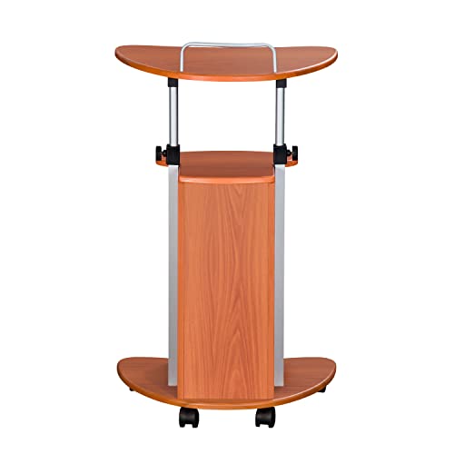 Adjustable Height Laptop Cart With Storage. Color: Woodgrain