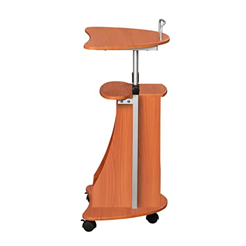 Adjustable Height Laptop Cart With Storage. Color: Woodgrain