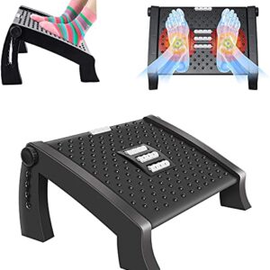 Foot Rest for Under Desk at Work - Up and Down Adjustable Foot Rest with Massage Texture and Roller, Ergonomic Foot Rest with 6 Height Position, for Home, Office, School, Comes with a Massage Roller