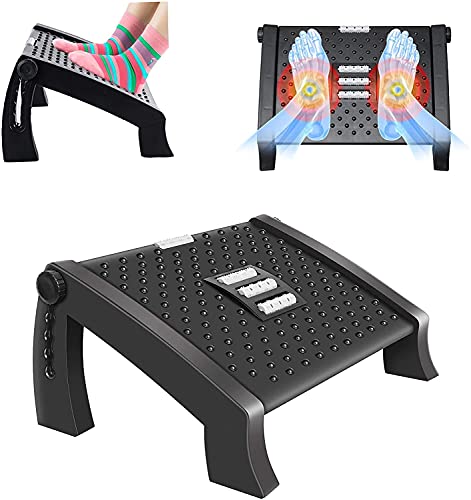 Foot Rest for Under Desk at Work - Up and Down Adjustable Foot Rest with Massage Texture and Roller, Ergonomic Foot Rest with 6 Height Position, for Home, Office, School, Comes with a Massage Roller