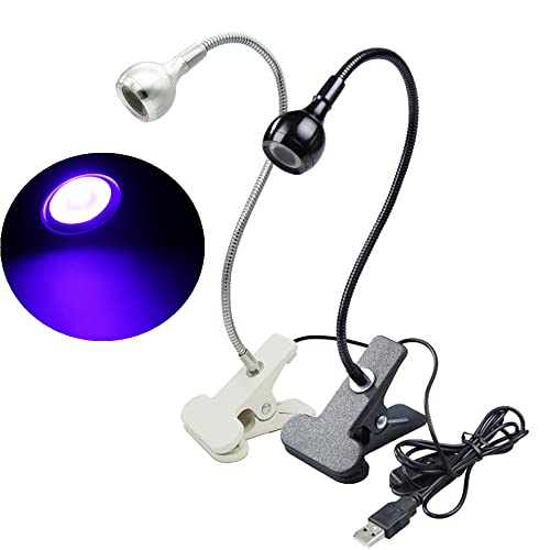 3W UV LED Desk Light,Flexible Gooseneck and Clamp Mini Desk Light with Switch,Portable Glue Curing Lamp Light for Mobile Repair Black