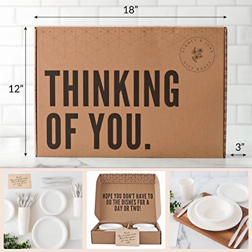 SYDNEY & JUNE - The Gift of No Dishes, Paper Goods Care Package for Women, 195 Count Box of Paper Goods Gift, Get Well Gifts Baskets, Thinking of You Care Package for Women, Chemo Care Package for Women, Miscarriage Gifts for Mothers, Get Well Gifts for W