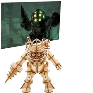 Bioshock Big Daddy 3D Wood Puzzle & Model Figure Kit (117 Pcs) with Exclusive Poster - Build & Paint Your Own 3-D Game Toy - Holiday Educational Gift for Kids, Teens & Adults, No Glue Required, 17+ 