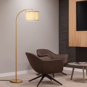 DEWENWILS Modern Arched Floor Lamps with Adjustable Lampshade, Standing Tall Arc Lamp, Corner Reading Light for Living Room, Bedroom, Office, Simple Design Farmhouse Style (Gold)