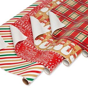 American Greetings Christmas Wrapping Paper Kit - 4 Traditional Rolls with Gridlines, 7 Bows and 30 Gift Tags (41-Count, 120 sq. ft.)