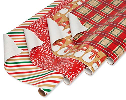 American Greetings Christmas Wrapping Paper Kit - 4 Traditional Rolls with Gridlines, 7 Bows and 30 Gift Tags (41-Count, 120 sq. ft.)