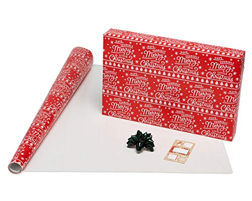 American Greetings Christmas Wrapping Paper Kit - 4 Traditional Rolls with Gridlines, 7 Bows and 30 Gift Tags (41-Count, 120 sq. ft.)