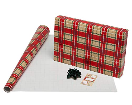 American Greetings Christmas Wrapping Paper Kit - 4 Traditional Rolls with Gridlines, 7 Bows and 30 Gift Tags (41-Count, 120 sq. ft.)