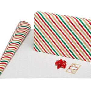 American Greetings Christmas Wrapping Paper Kit - 4 Traditional Rolls with Gridlines, 7 Bows and 30 Gift Tags (41-Count, 120 sq. ft.)