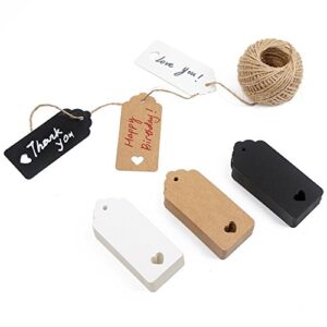 150ct kraft gift tags labels with string (3 colors)