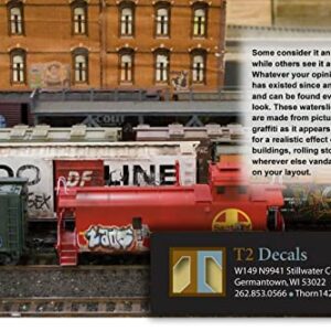 N Scale 1:160 Graffiti Waterslide Decals Set #32 - Weather Your Rolling Stock & Structures!