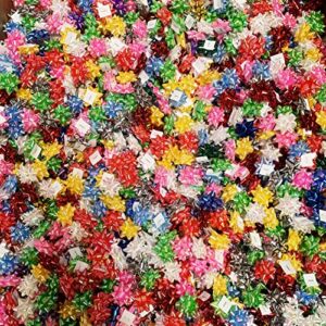 Worlds 50pc Assorted Mini Christmas Confetti Star Bows Self-Adhesive Gift Wrap Bows 1”Inch