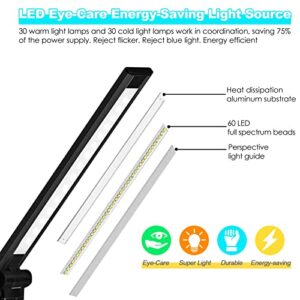 JOSTIC LED Desk Lamp with Wireless Charger, USB Charging Port, Desk Lighting with 10 Brightness, 5 Color Modes, Dimmable Eye Caring Reading Desk Light for Home Office, Touch Control, Auto Timer, Black