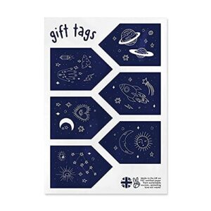 CENTRAL 23 - Navy Gift Wrap - 6 Christmas Wrapping Paper Sheets - Space Planets Stars - Birthday Wrapping Paper - Trendy Gift Wrap for Men Women Boys Girls - Recyclable