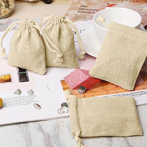 30Pcs Burlap Gift Bags 4'' x 3'' Burlap Bags with Drawstring, Wedding Hessian Linen Sacks Bag,Jewelry Pouches Burlap Bags, Gift Bags for Birthday, Party, Present, Wedding Favors, Art and DIY Craft