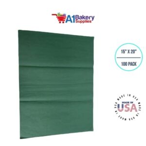 Forest Green Tissue Paper 15 Inch X 20 Inch - 100 Sheets Premium Quality Tissue Paper by A1 bakery supplies Made in USA