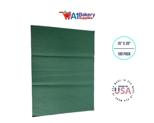 Forest Green Tissue Paper 15 Inch X 20 Inch - 100 Sheets Premium Quality Tissue Paper by A1 bakery supplies Made in USA