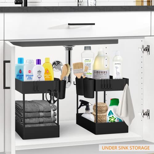 CAXXA 4-Tier Rolling Storage Organizer with 4 Small Baskets - Mobile Utility Cart with Caster Wheels, Black