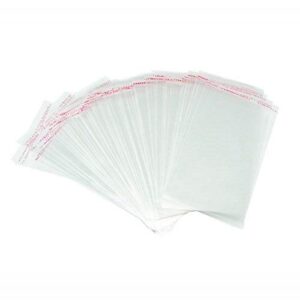 borningfire 300 pcs 3×5 clear resealable cello/cellophane bags self adhesive sealing, good for bakery candle soap cookie prints card