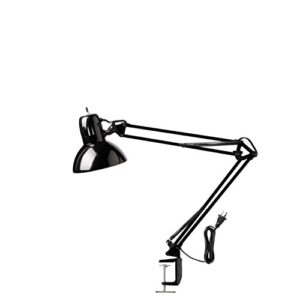 Globe Electric 12641 32" Swing-Arm Clamp-On Lamp, Black Finish, LED Bulb Included, Home Office Accessories, Desk Lamps for Home Office, Home Décor, Desk Lamp, Nightstand, Room Décor, Reading Lamp