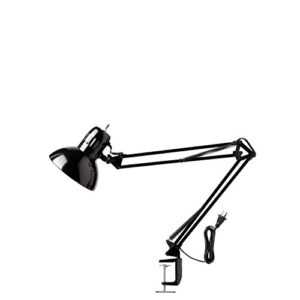 Globe Electric 12641 32" Swing-Arm Clamp-On Lamp, Black Finish, LED Bulb Included, Home Office Accessories, Desk Lamps for Home Office, Home Décor, Desk Lamp, Nightstand, Room Décor, Reading Lamp