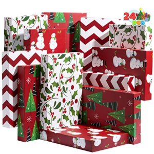 JOYIN 12 Pcs 14" x 9.5" x 2" Christmas Tone Shirt Wrap Boxes ​with Lid and Base, Clothes, Wrapping Robe Boxes,Gift Boxes, Xmas Goody Gift Boxes for Christmas, Birthdays, Wedding, 4 Designs