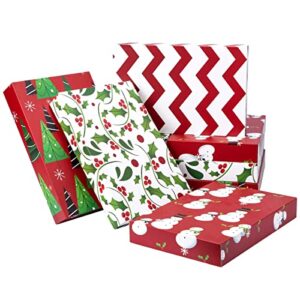 JOYIN 12 Pcs 14" x 9.5" x 2" Christmas Tone Shirt Wrap Boxes ​with Lid and Base, Clothes, Wrapping Robe Boxes,Gift Boxes, Xmas Goody Gift Boxes for Christmas, Birthdays, Wedding, 4 Designs